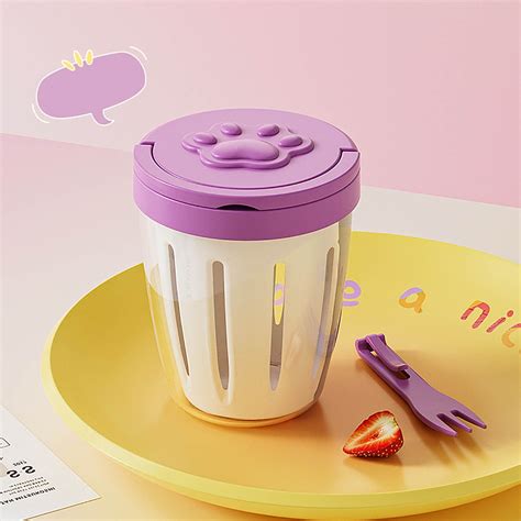 Dongrere Portable Salad Cup With Fork Sealed Fruit Container Breakfast