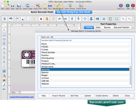 Mac Barcode Label Software Corporate Edition Generates Barcode Images