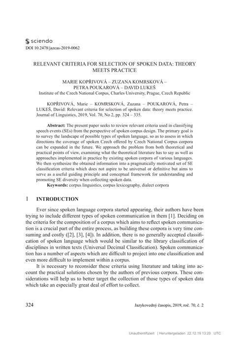 Pdf Relevant Criteria For Selection Of Spoken Data Theory Meets Practice