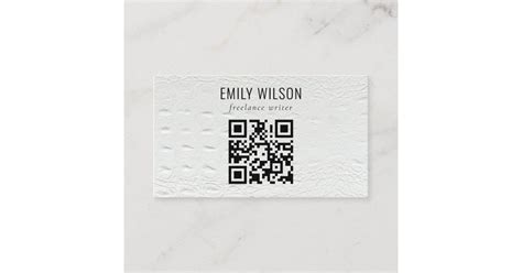 Classy Simple Ivory White Leather Texture Qr Code Business Card Zazzle