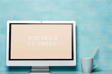 Minimalist Desktop Computer Mockup With Flat Background Premium Ai Generated Image