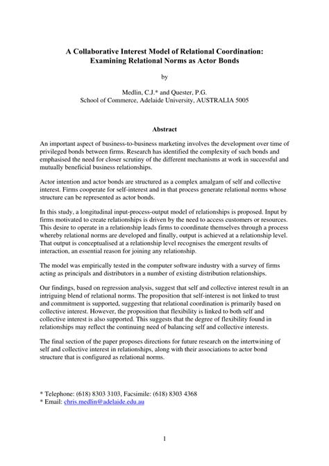Pdf A Collaborative Interest Model Of Relational Coordination