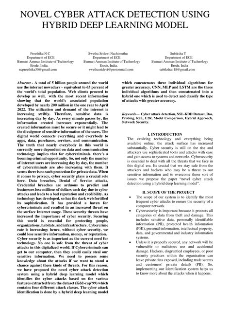 Pdf Novel Cyber Attack Detection Using Hybrid Deep Learning Model