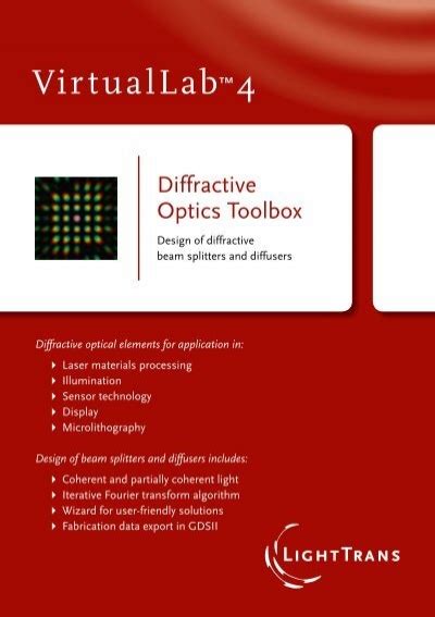 Design Of Diffractive Beam Splitters And Diffusers Lighttrans