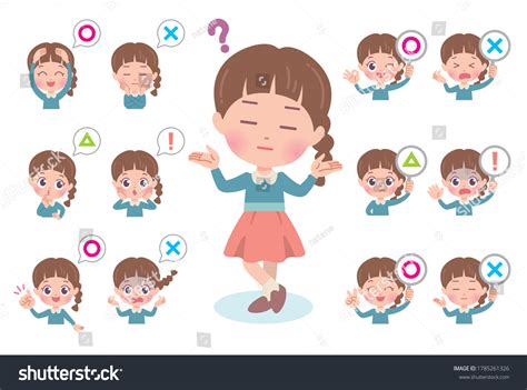 이 그림은 다양한 대답을 하는 소녀의 스톡 벡터로열티 프리 1785261326 Shutterstock