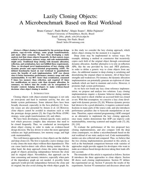 Pdf Improving Performance And Maintainability Of Object Cloning With