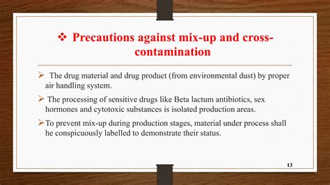 Sanitation In Manufacturing Premises Mixups And Cross Contaminationpptx