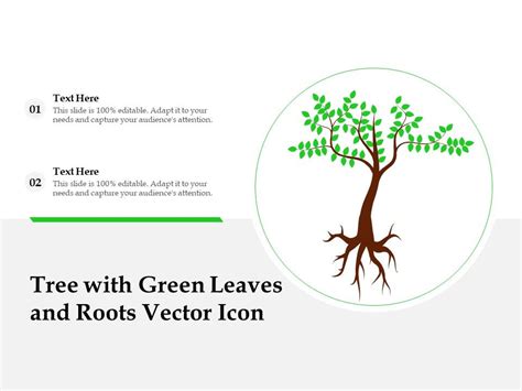 Tree With Green Leaves And Roots Vector Icon Ppt PowerPoint Presentation Ic