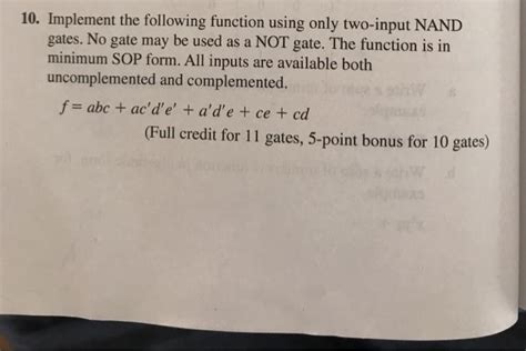 Solved 10 Implement The Following Function Using Only