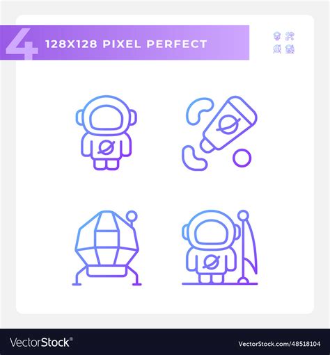 Moon Mission Pixel Perfect Gradient Linear Icons Vector Image