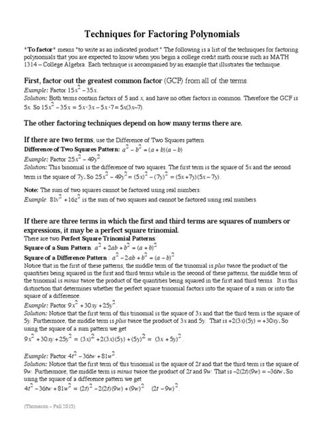 Factoring Techniques Pdf Factorization Numerical Analysis