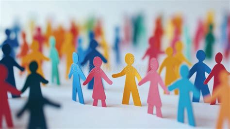 Colorful Paper People Figures Representing Unity And Diversity Stock Illustration Illustration