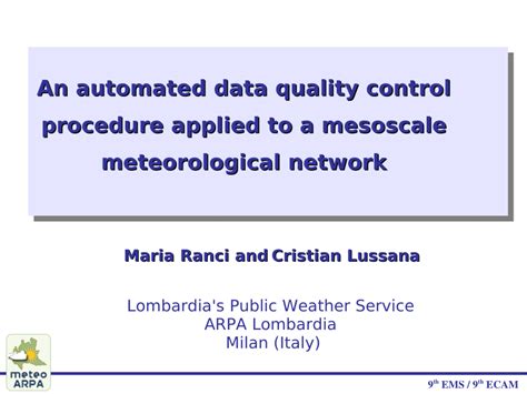 Pdf An Automated Data Quality Control Procedure Applied To A Mesoscale Meteorological Network