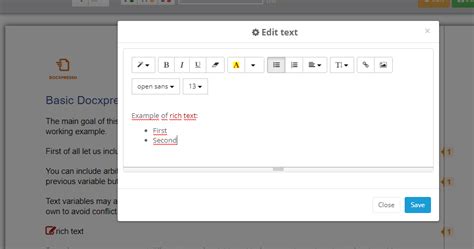 Multiline And Rich Text Docxpresso