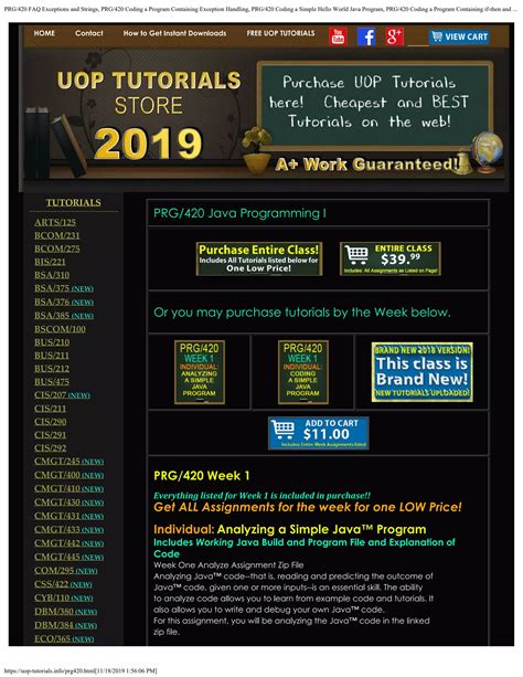 PRG 420 ENTIRE CLASS UOP TUTORIALS PDF PRG 420 ENTIRE CLASS UOP TUTORIALS PDF