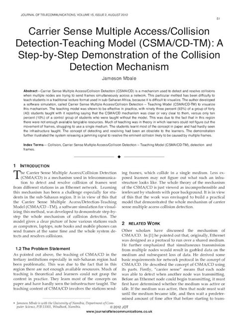 Pdf Carrier Sense Multiple Accesscollision Detection Teaching Model