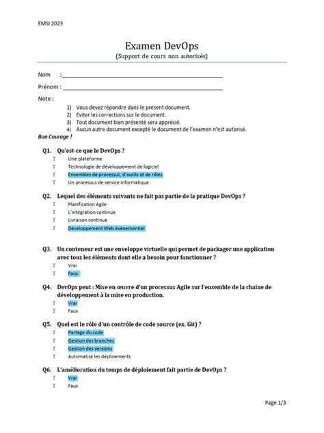 Examen Devops 2023 V2 Pdf Agile Software Development Computer