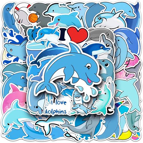 Dolphin Stickers 50pcs Vinyl Waterproof Cartoon Decal For