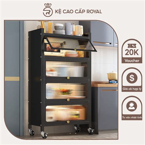 Kệ để đồ nhà bếp đa năng tủ nhà bếp có nắp đậy sơn đen tĩnh điện khung chịu lực tốt Shopee