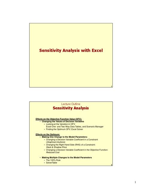 Excel Sensitivity Explained Pdf Mathematical Optimization Sensitivity Analysis