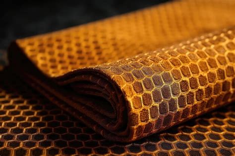 Premium Ai Image Honeycomb Patterned Fabric In Rich Amber Color