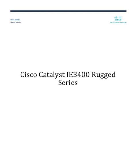 Cisco Catalyst Ie3400 Rugged Series Consiliant Technologies