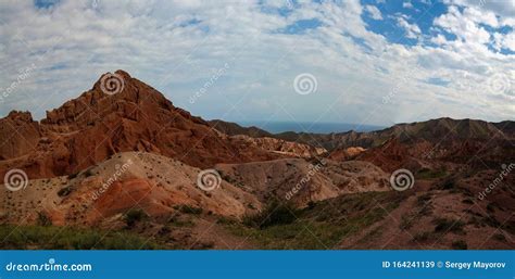 Panorama Of Skazka Aka Fairytale Canyon Issyk Kul Kyrgyzstan Stock