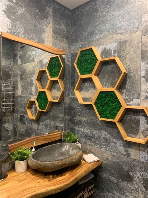 Соты со мхом Дизайн интерьера ресторана Интерьер Декор зелени