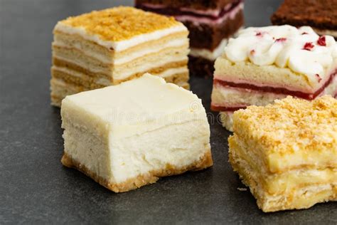Assorted Cakes And Sweets Deserts Chocolate Late Cheescake Stock Image
