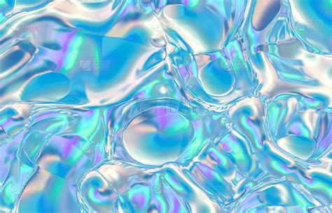 抽象几何晶体背景，彩虹色纹理，切割宝石，液体。素材 花瓣网