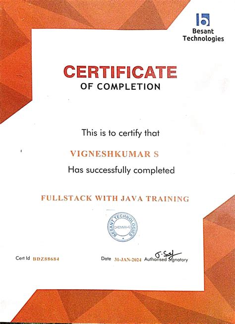 I Am Thrilled To Share I Have Successfully Completed Java Fullstack
