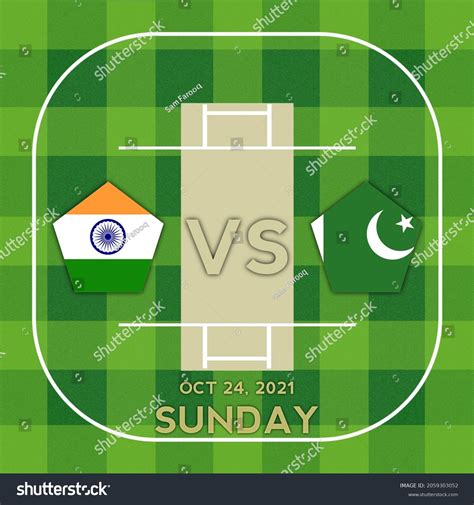 크리켓 경기장에 있는 인도와 파키스탄 국기2021년 스톡 일러스트 2059303052 Shutterstock
