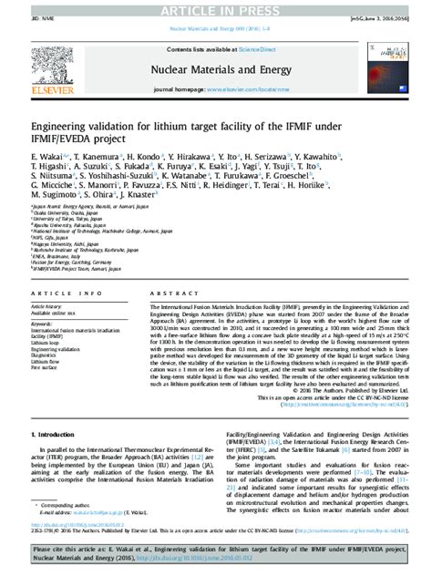 Pdf Engineering Validation For Lithium Target Facility Of The Ifmif Under Ifmif Eveda Project
