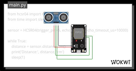 Ultrasonic Sensor Py Wokwi Esp32 Stm32 Arduino Simulator