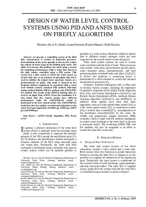 Pdf Design Of Water Level Control Systems Using Pid And Anfis Based