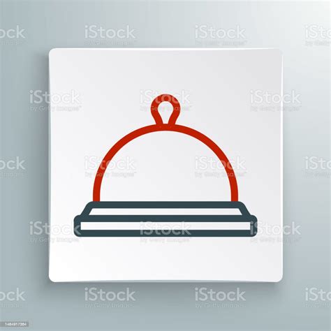 흰색 배경에 격리 된 음식 아이콘의 트레이로 덮여 선 트레이 및 뚜껑 표지판 뚜껑이 있는 레스토랑 클로쉬 다채로운 개요 개념 벡터 가리기에 대한 스톡 벡터 아트 및 기타