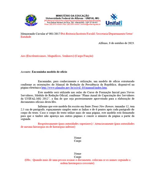 Memorando Circular Pdf