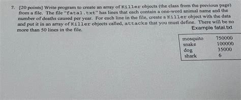 Points Write Program To Create An Array Of Chegg Com