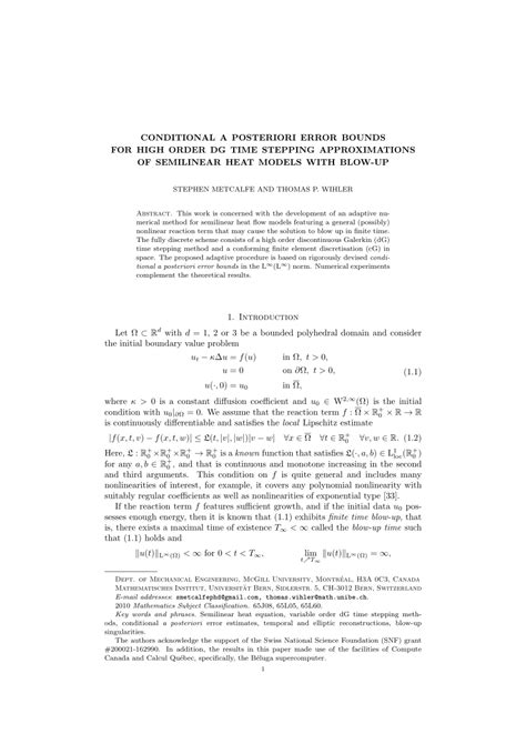 Pdf Conditional A Posteriori Error Bounds For High Order Dg Time