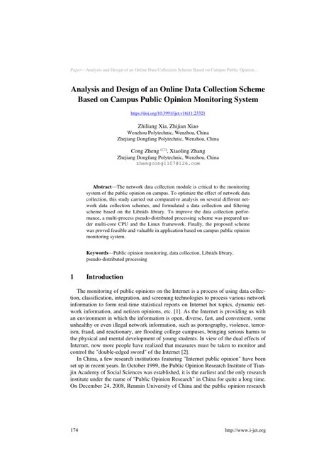 Pdf Analysis And Design Of An Online Data Collection Scheme Based On