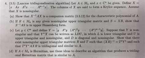 4 3 5 lanczos tridiagonalization algorithm let a