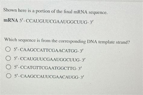Solved Shown Here Is A Portion Of The Final MRNA Chegg