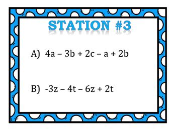 Simplifying Expressions By Combining Like Terms Stations By Coffee And Pi