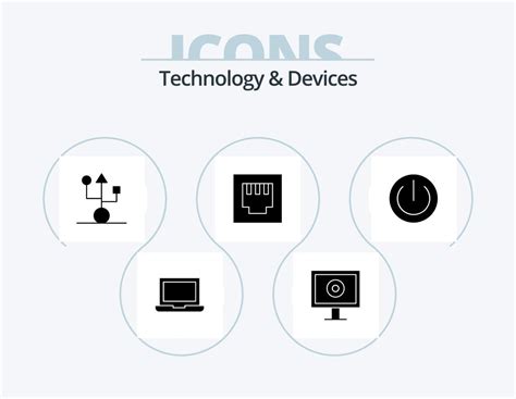 Devices Glyph Icon Pack 5 Icon Design Power Electronics Gadget Devices Port 16102128 Vector