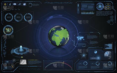 Hud界面ui全球联网技术连接概念设计背景