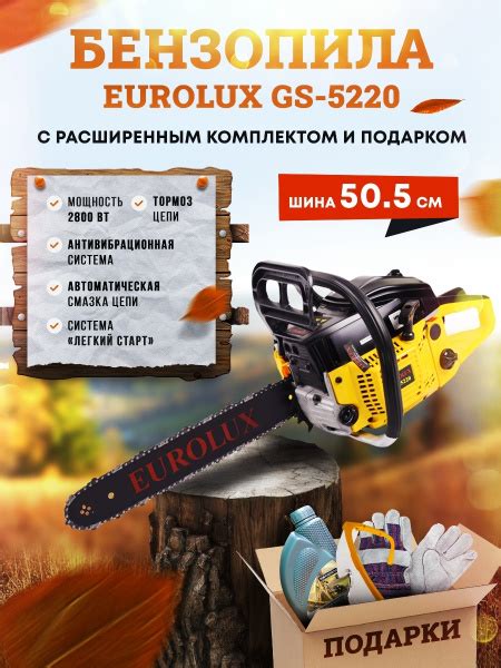 Бензопила цепная EUROLUX GS-5220, + подарок - купить с доставкой по ...
