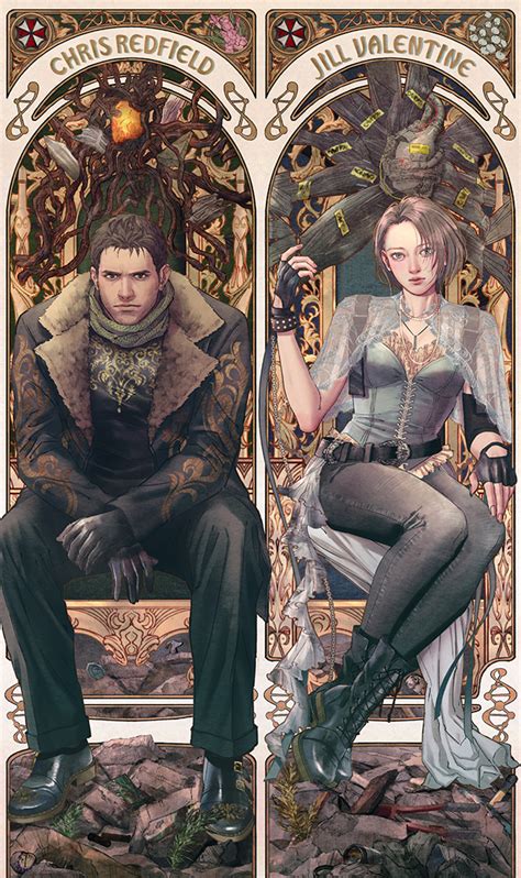 Resident Evil 30th Anniversary Art Chris And Jill Revil
