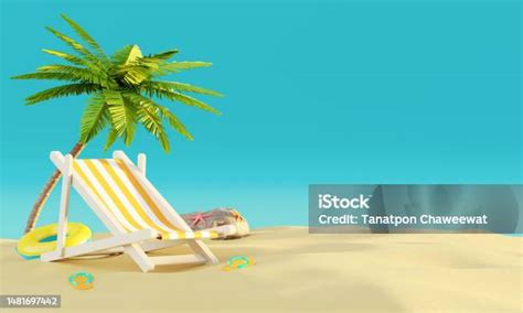 여름 방학 해변 추상 배경 개념 제품 모형 또는 여름 테마 비치 파라솔 모래 의자 풍선 링이 있는 화장품을 위한 최소한의 현실적인 디스플레이 연단 3d 렌더링 디지털 생성