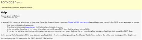 Django 16 Csrf Verification Failed Request Aborted Stack Overflow
