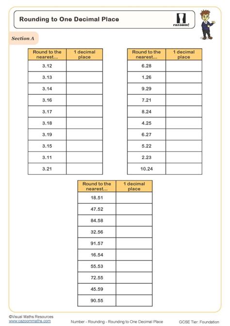 Rounding To One Decimal Place Worksheet Cazoom Maths Worksheets